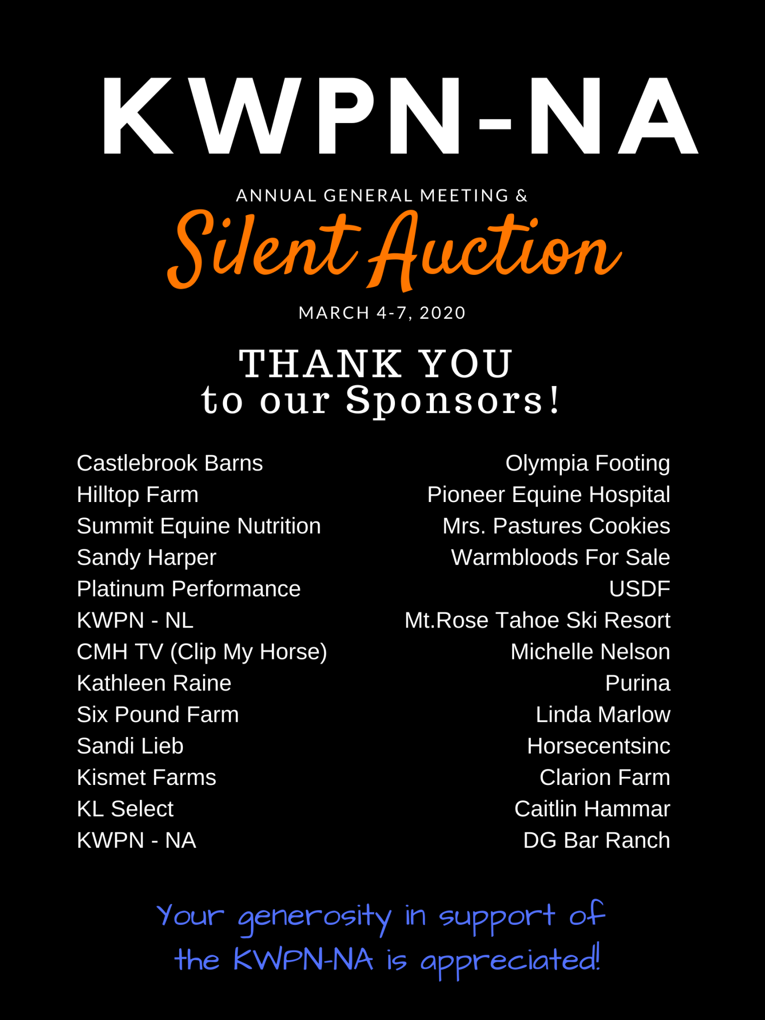 Thank you to our Silent Auction Donors - 2020 Annual General Meeting ...
